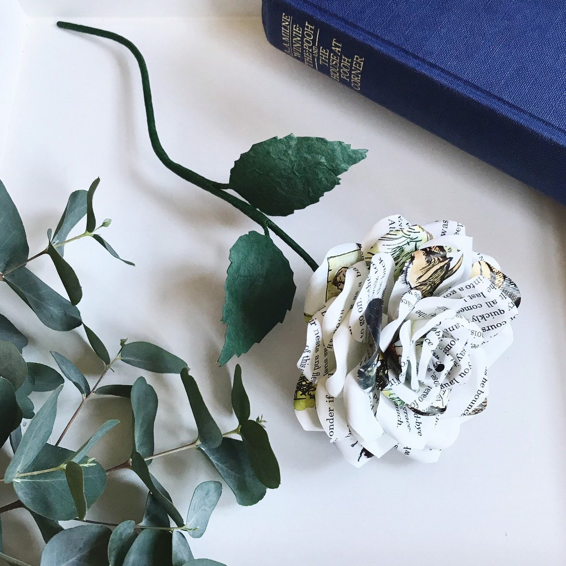 Paper Rose Single Stem Made of Pages From 'winnie the - Etsy