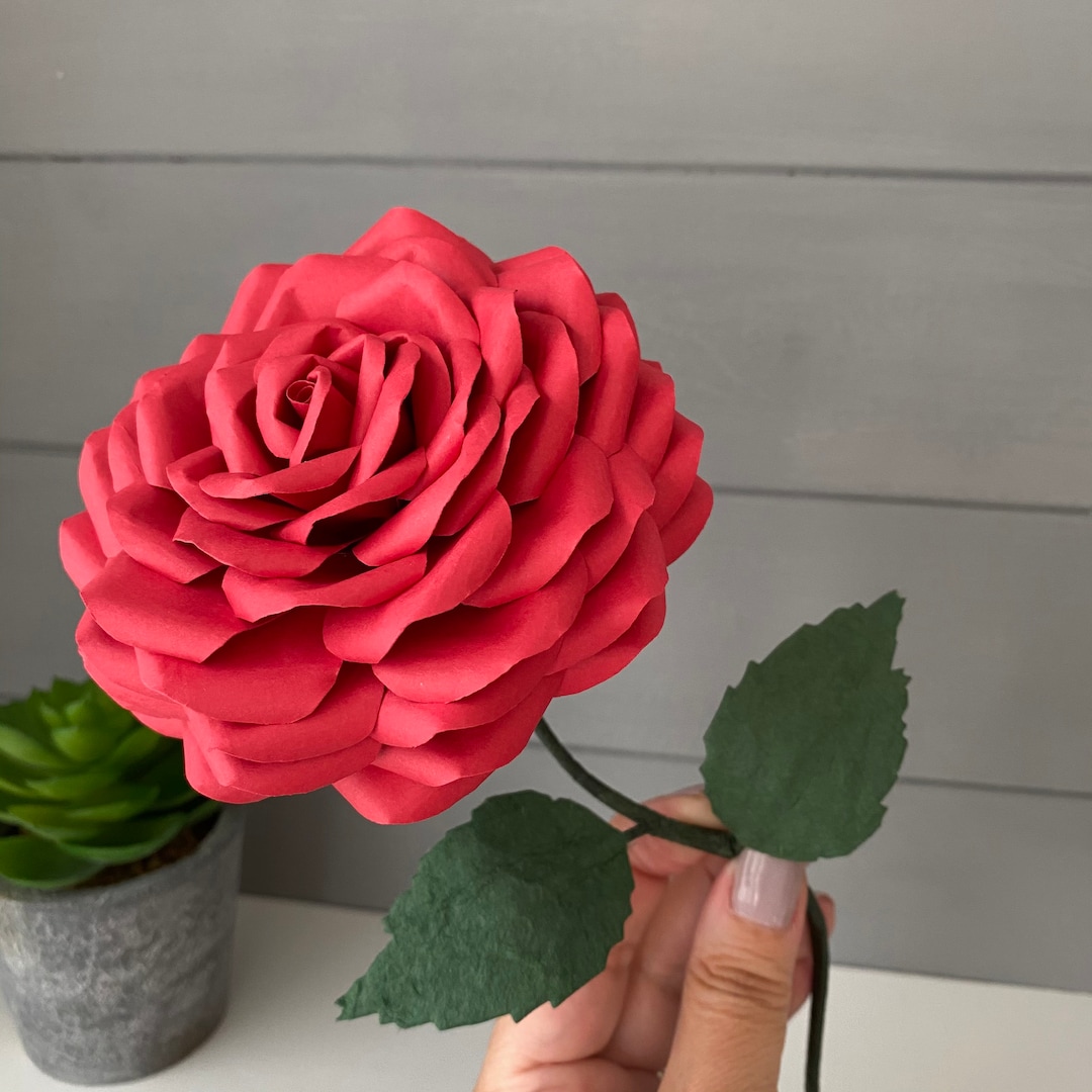 Red Rose, Paper Flower, Single Red Rose - Etsy