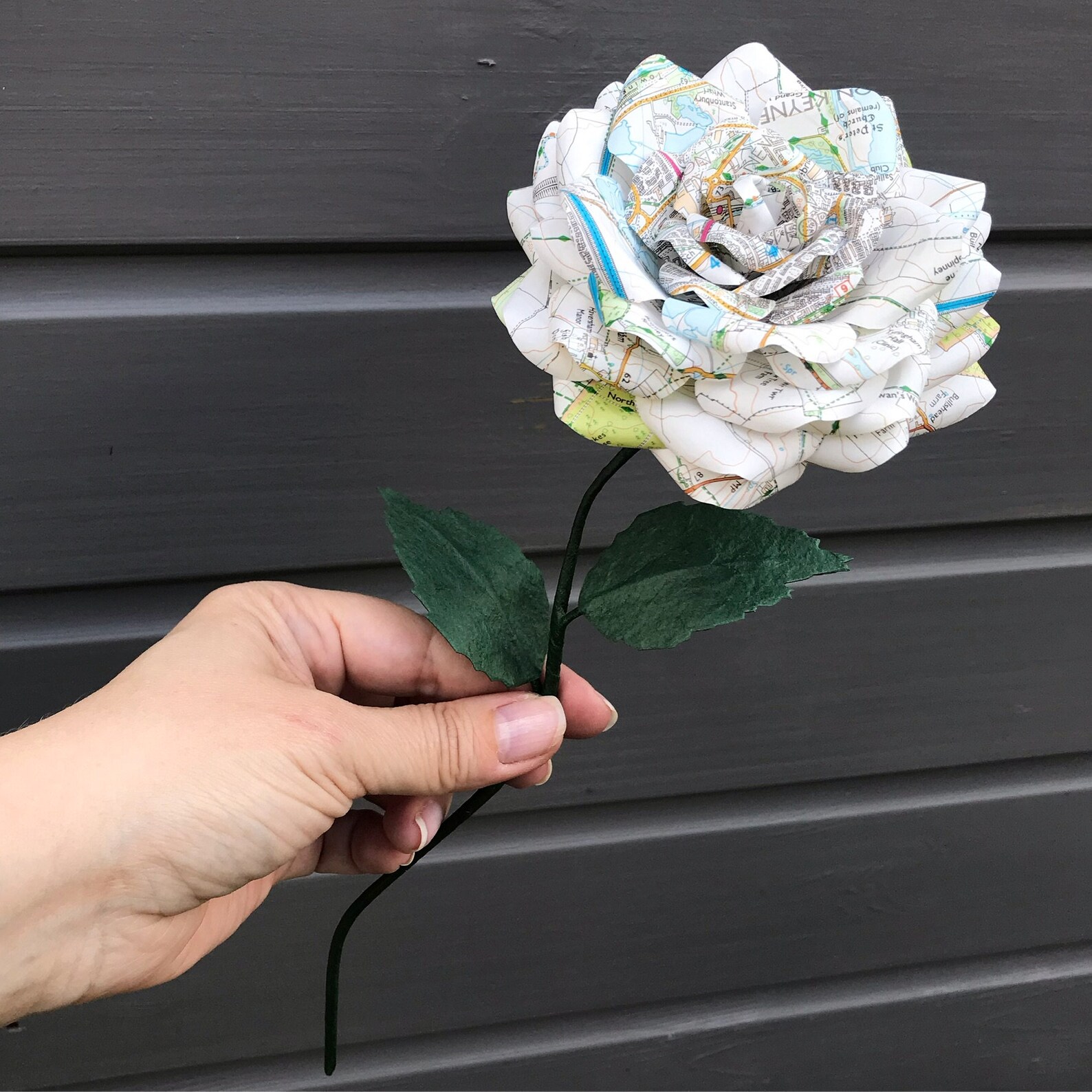 Paper Rose Made From Map Paper Map Rose Paper Flowers Gift | Etsy