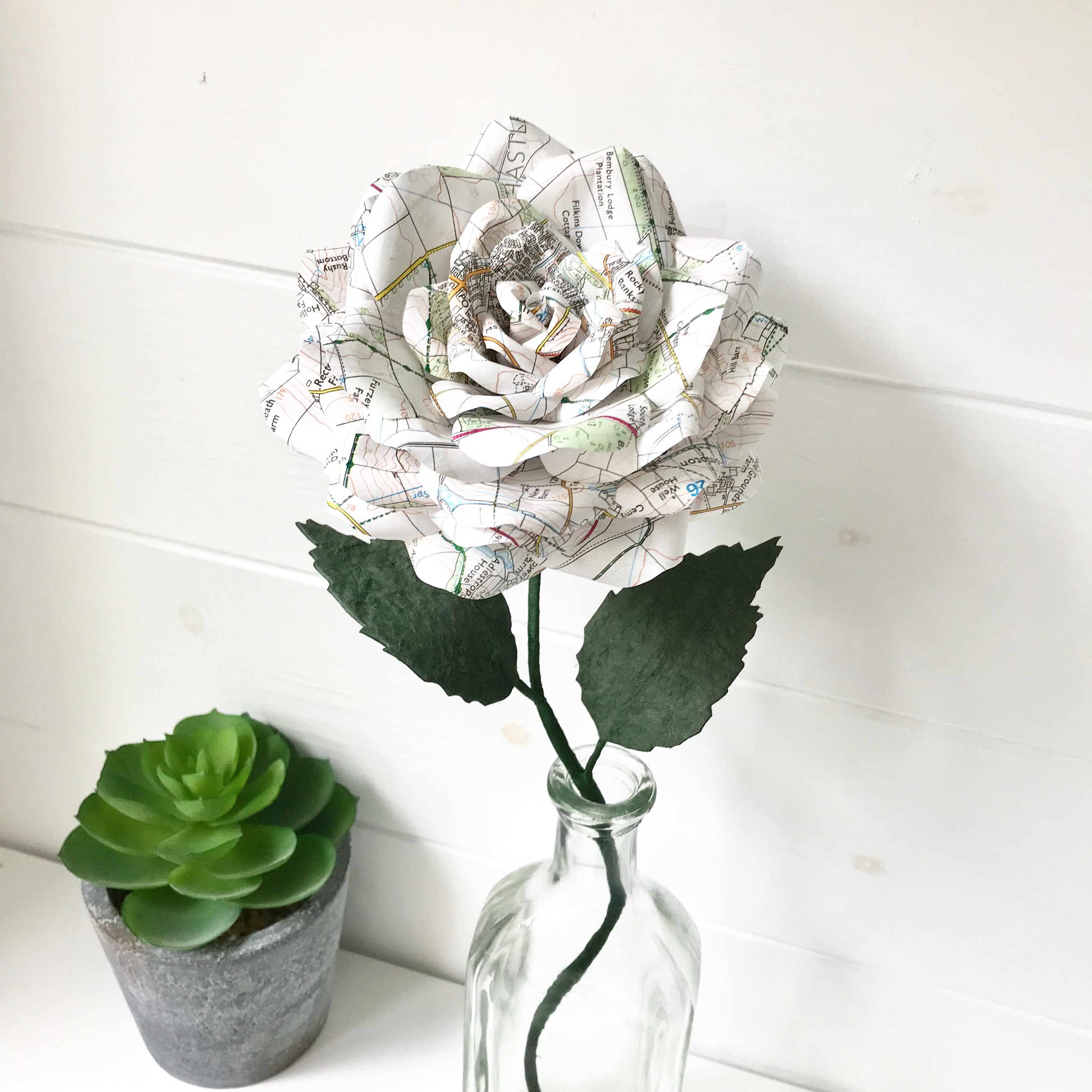 Map Paper Rose Made From Preloved Map or Specific Location | Etsy