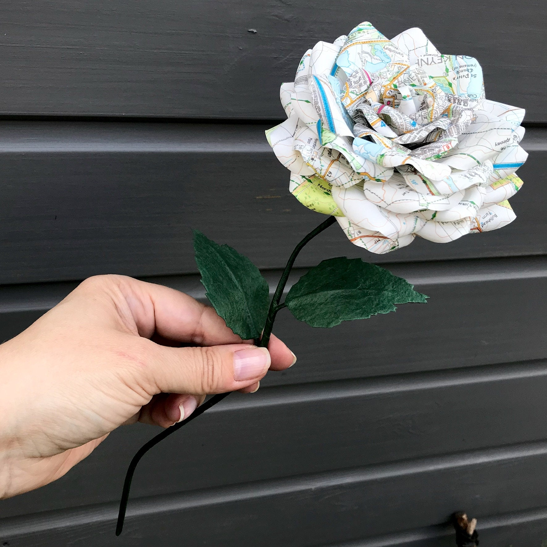 Paper Rose Made From Map Paper Map Rose Paper Flowers Gift | Etsy