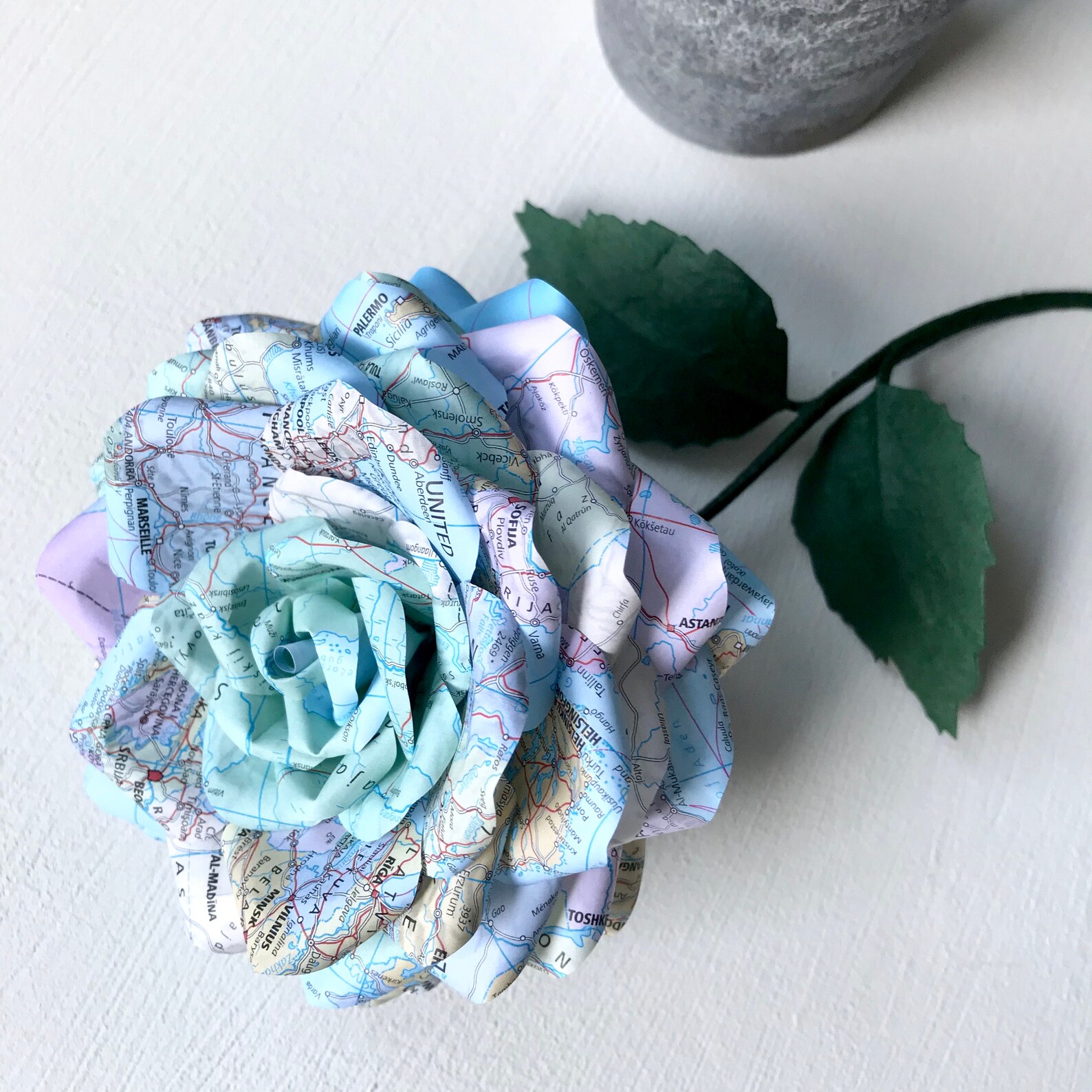 World Map Paper Rose: Handmade From Preloved Maps - Etsy