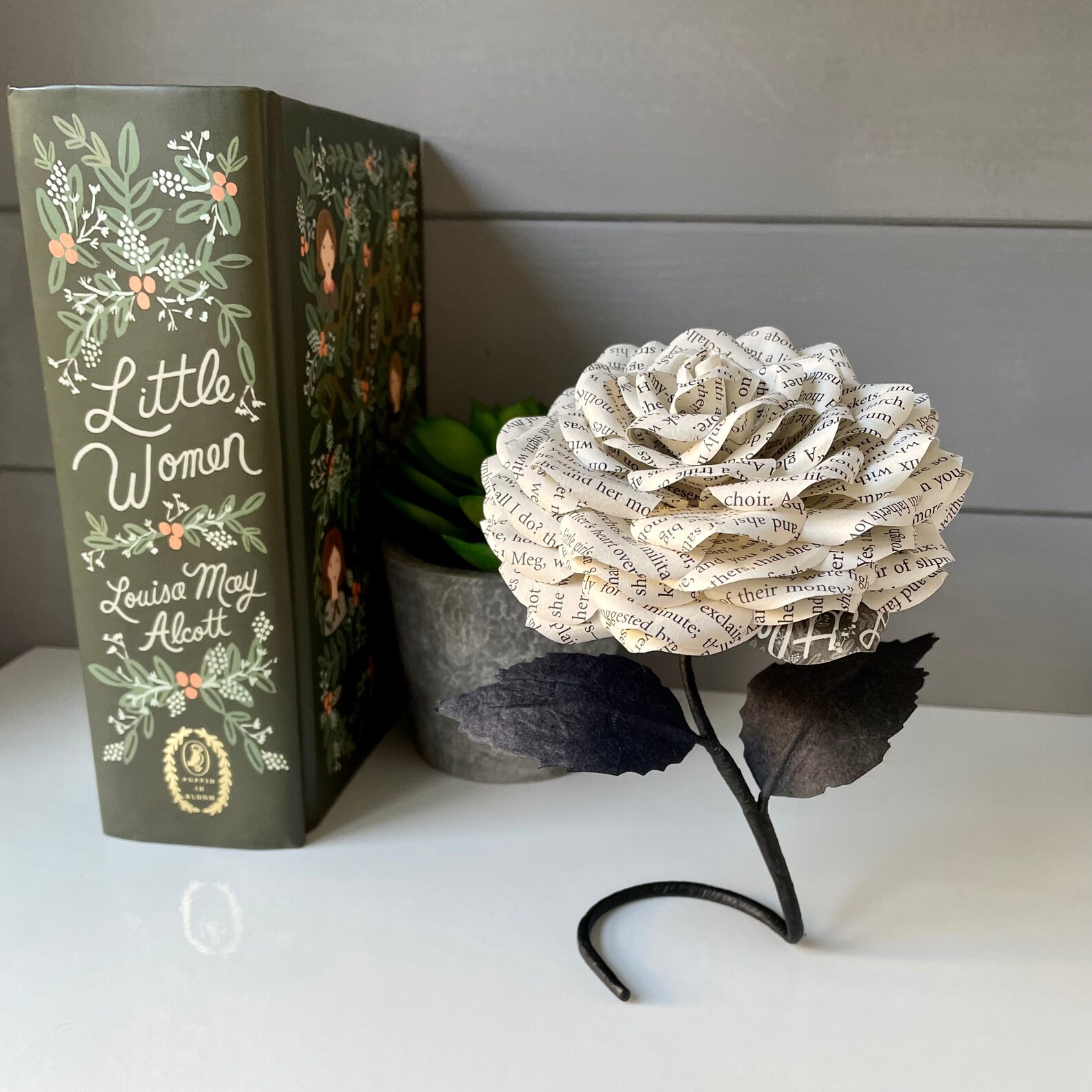 Little Women Book Page Rose Made From Preloved Book Pages - Etsy