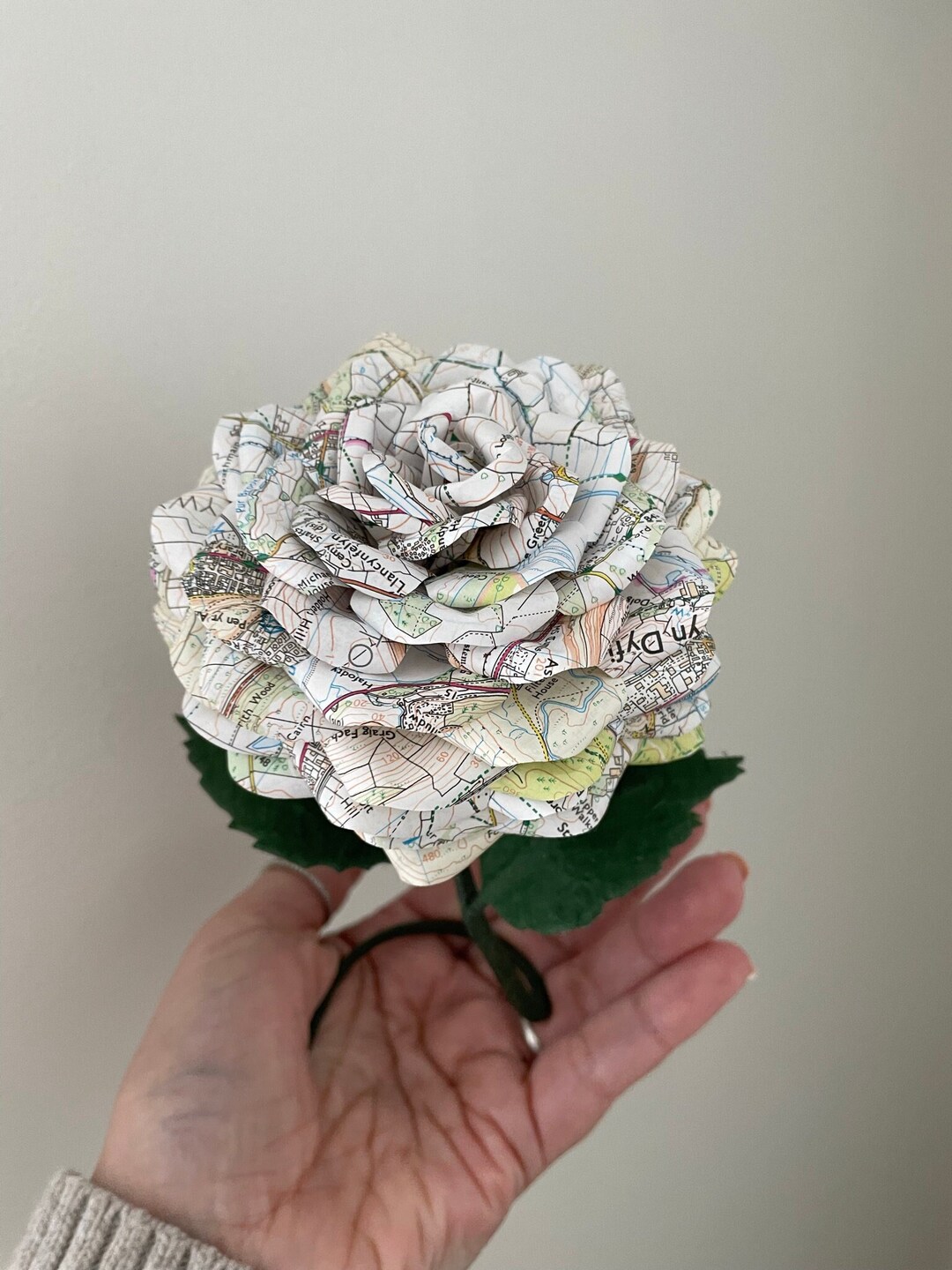 Map Paper Rose, Travel Lover Gift, Freestanding Shelf Sitter - Etsy
