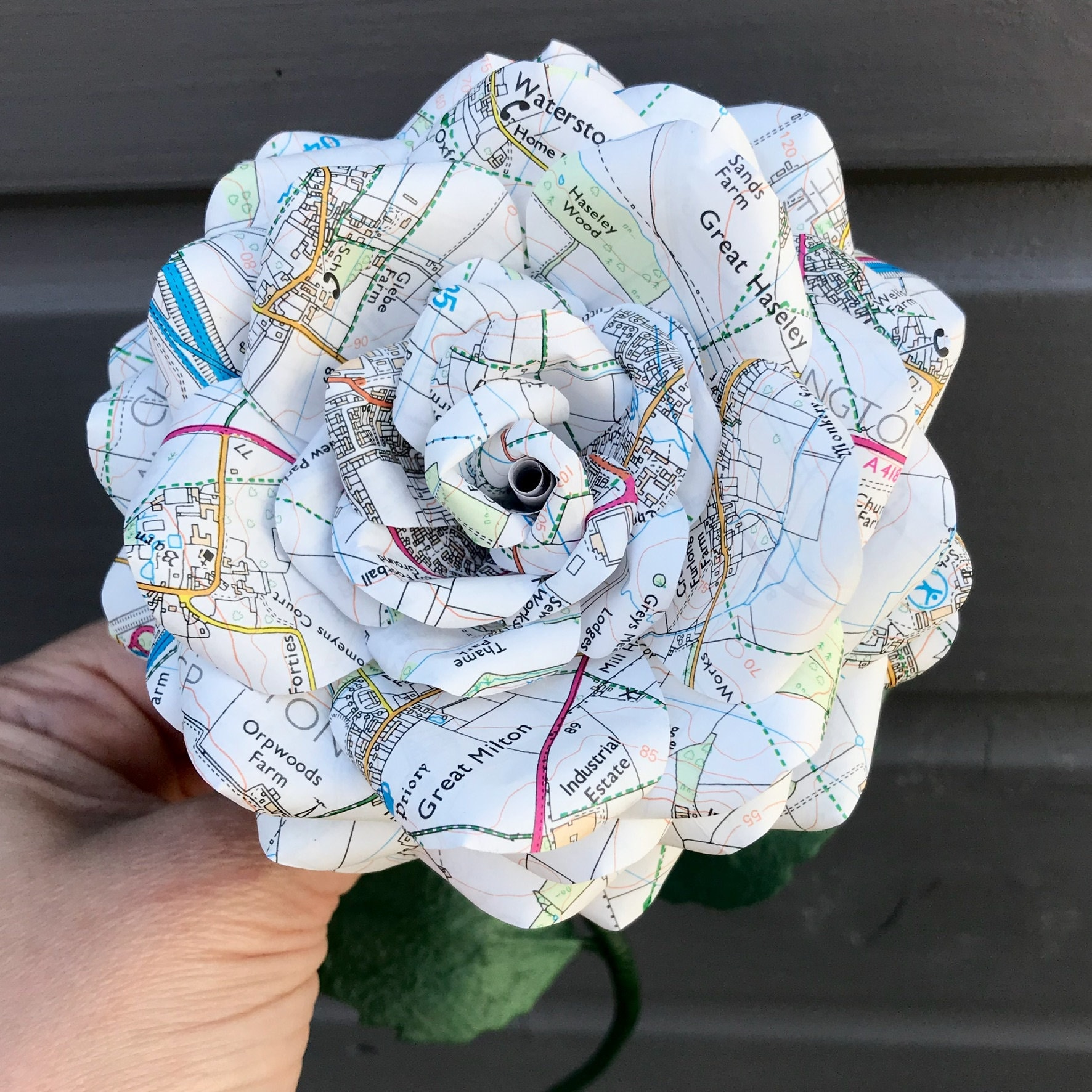 Paper Rose Made From Map Paper Map Rose Paper Flowers Gift | Etsy
