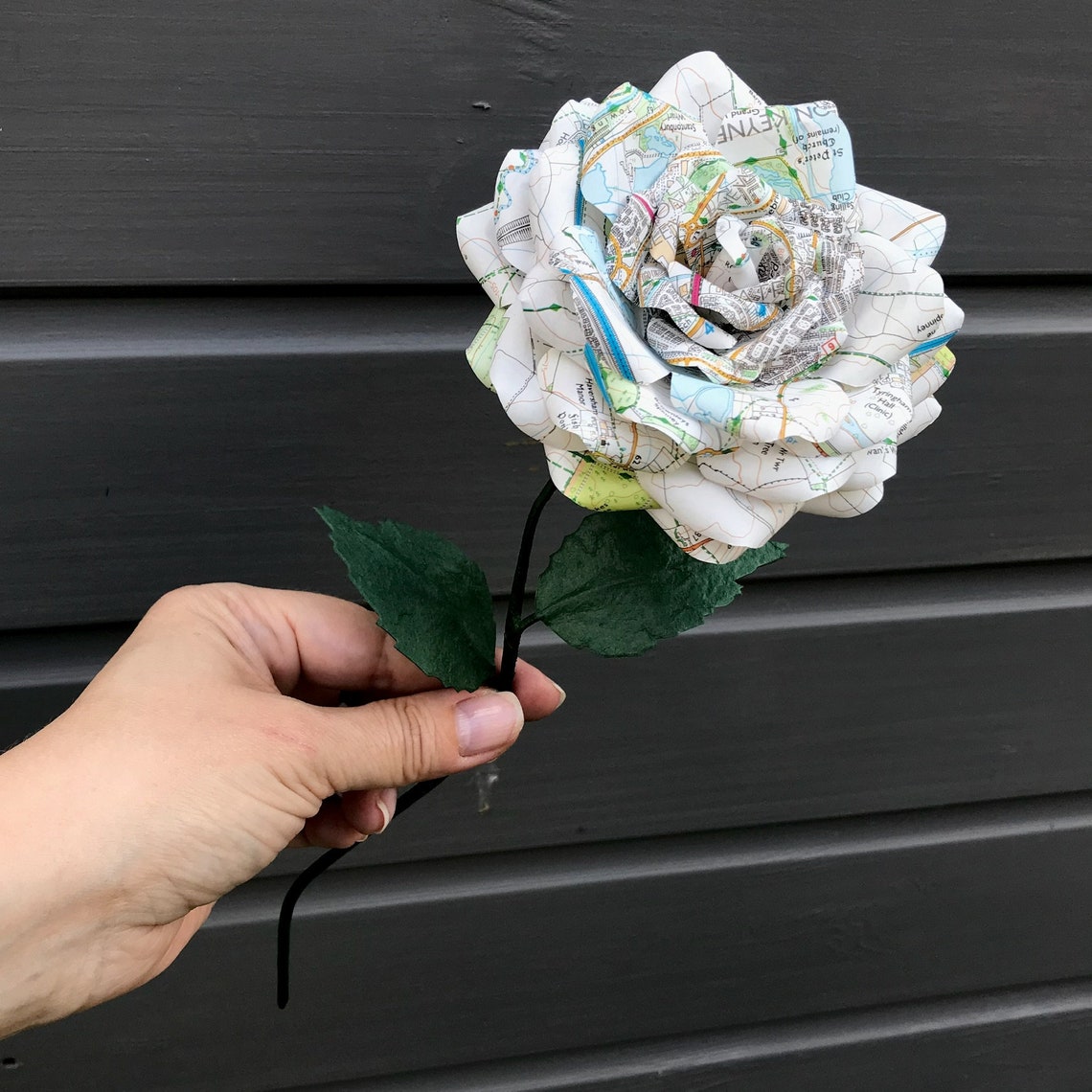 Paper Rose Made From Map Paper Map Rose Paper Flowers Gift | Etsy