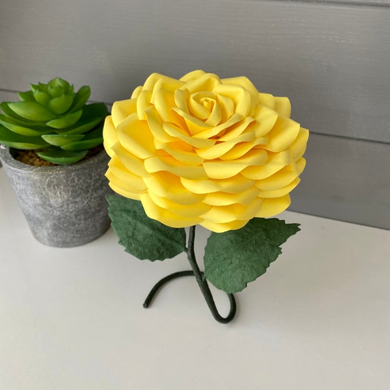 Yellow Paper Rose Paper Flower Made From Yellow Paper. Gifts - Etsy