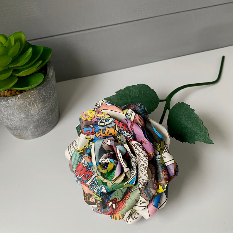 Comic Book Rose Made From Vintage Comic Paper Flower UK - Etsy