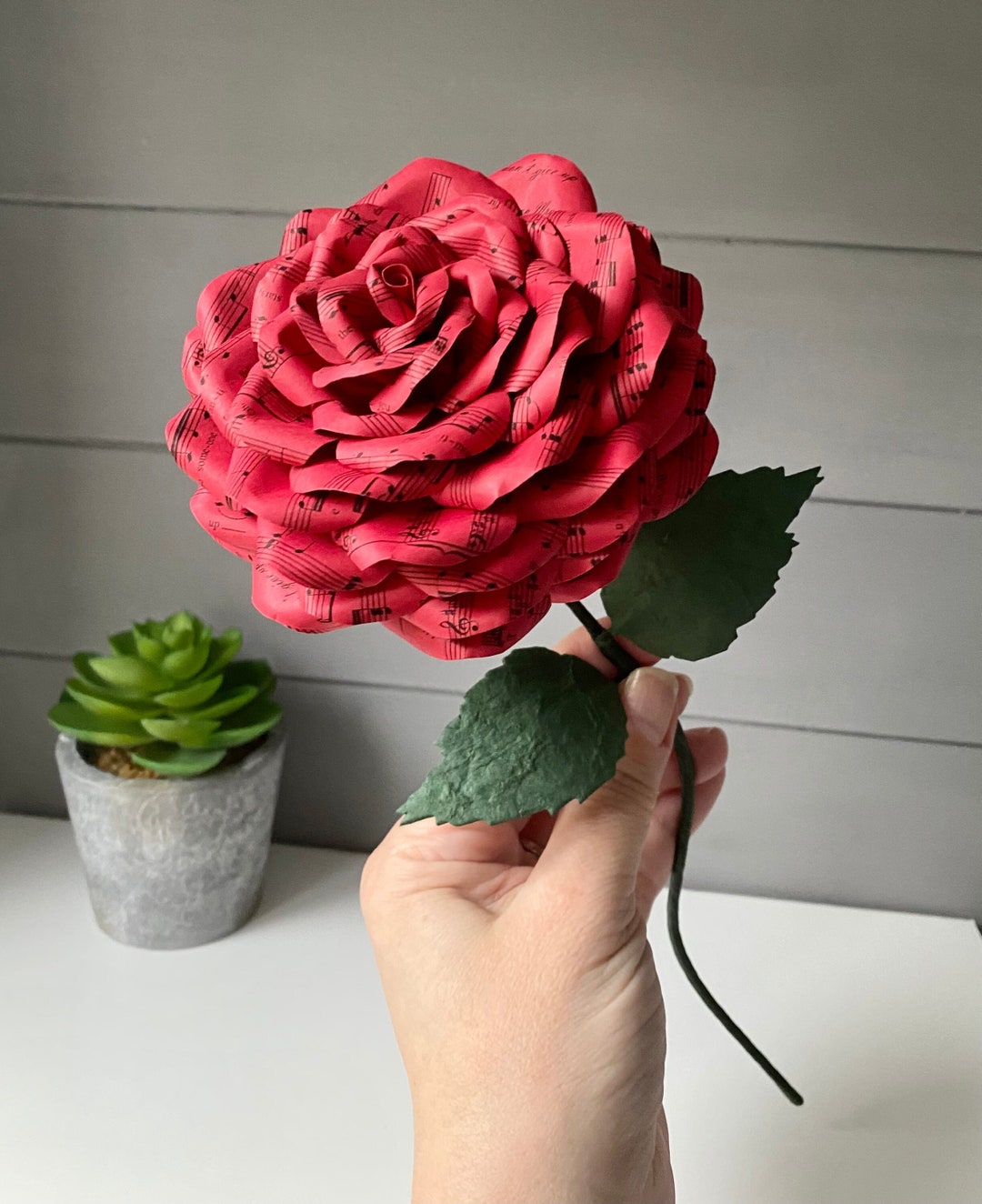 Red Rose Paper Flower, Printed With Sheet Music - Etsy