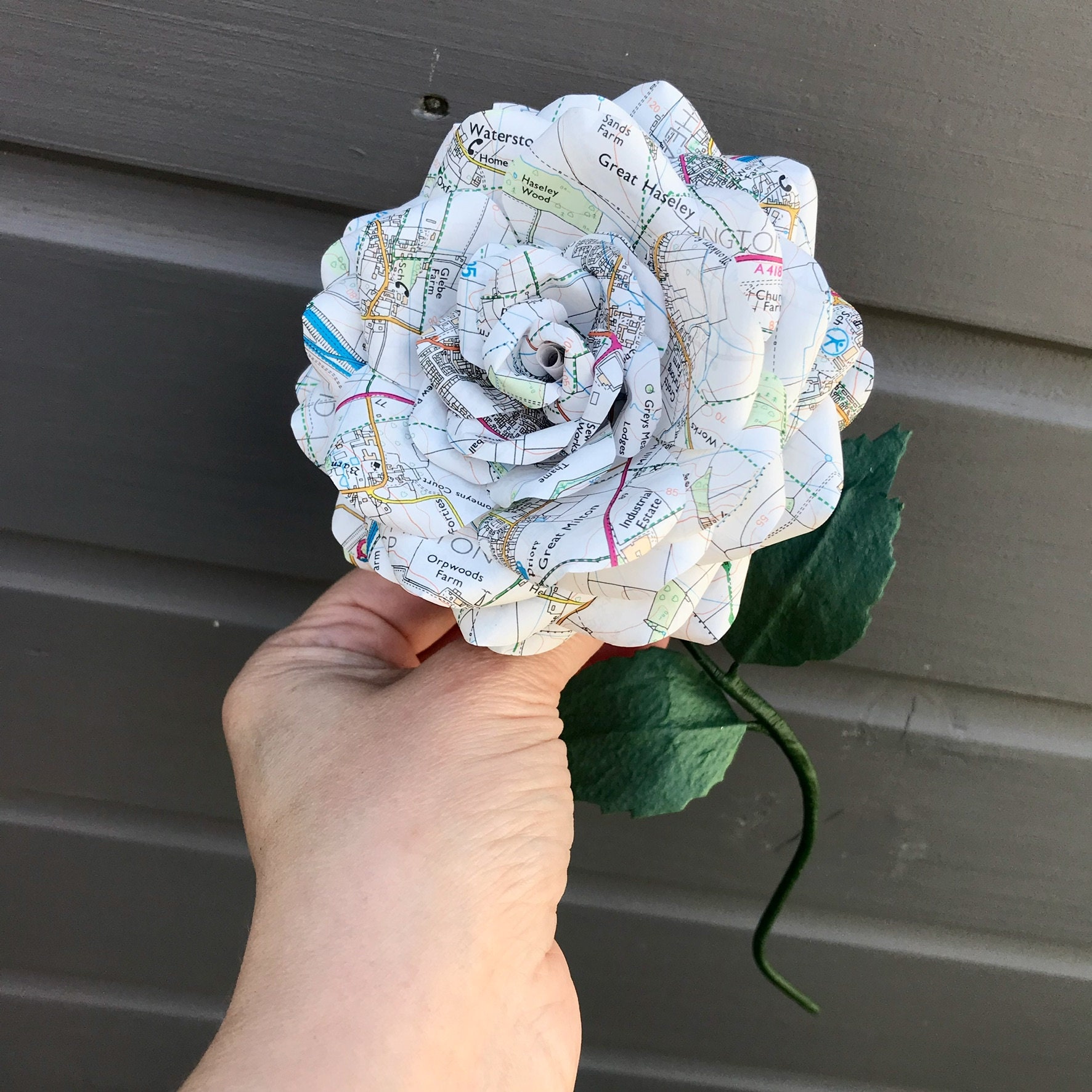 Paper Rose Made From Map Paper Map Rose Paper Flowers Gift | Etsy