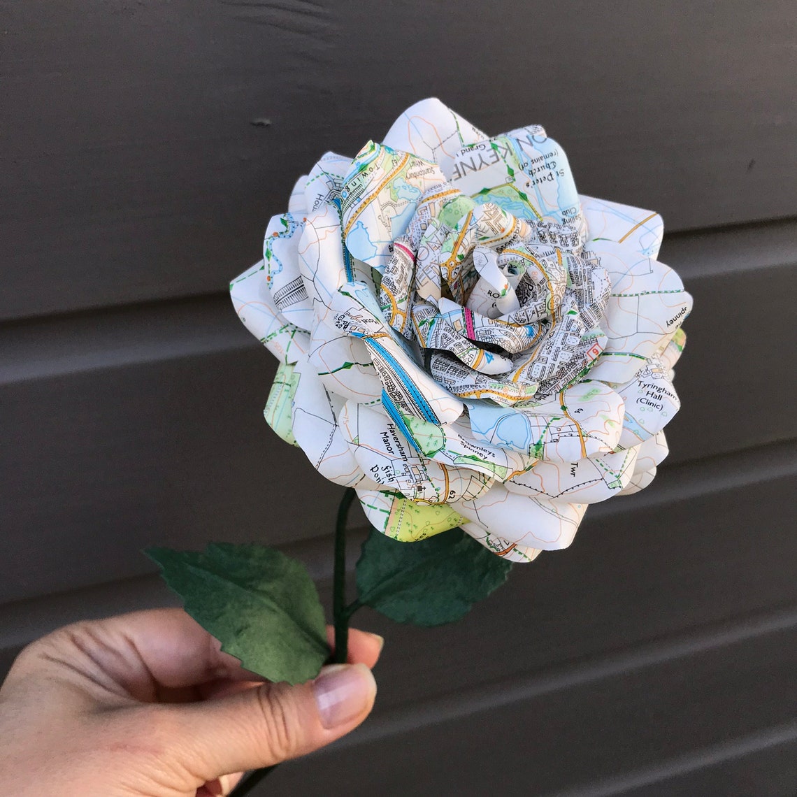 Paper Rose Made From Map Paper Map Rose Paper Flowers Gift - Etsy