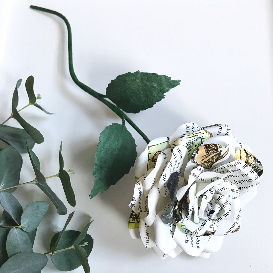 Paper Rose Single Stem Made of Pages From 'winnie the | Etsy