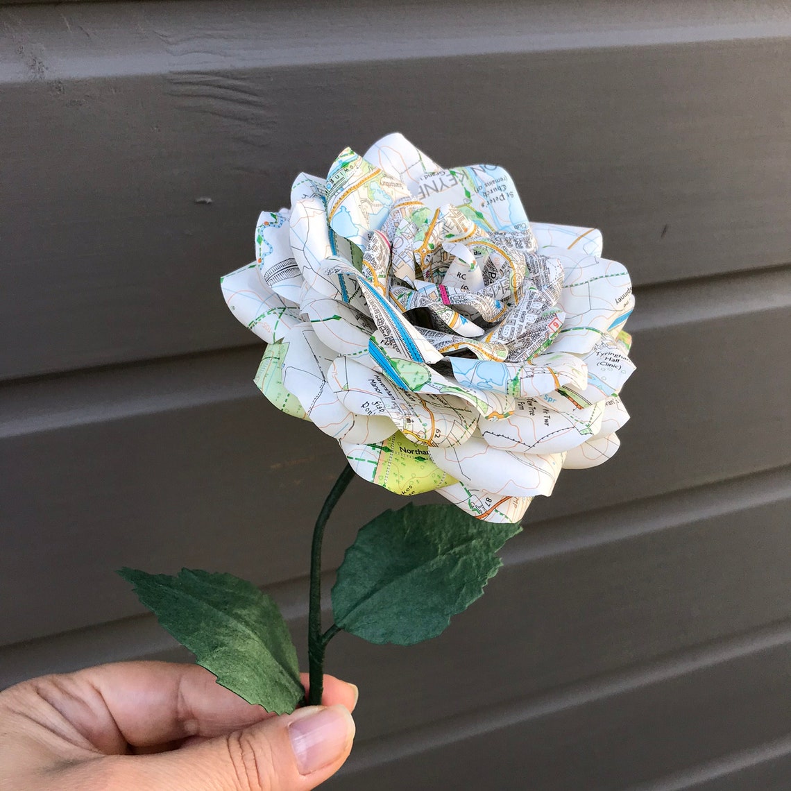 Paper Rose Made From Map Paper Map Rose Paper Flowers Gift - Etsy