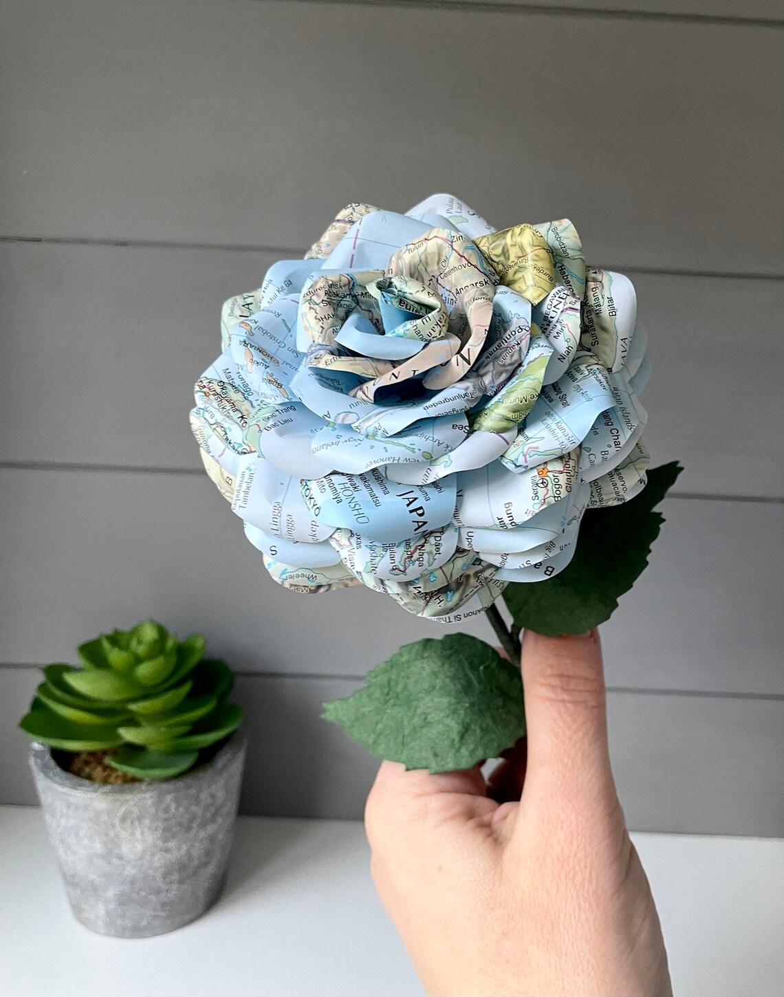 Map Paper Rose Made From Preloved Map or Specific Location | Etsy