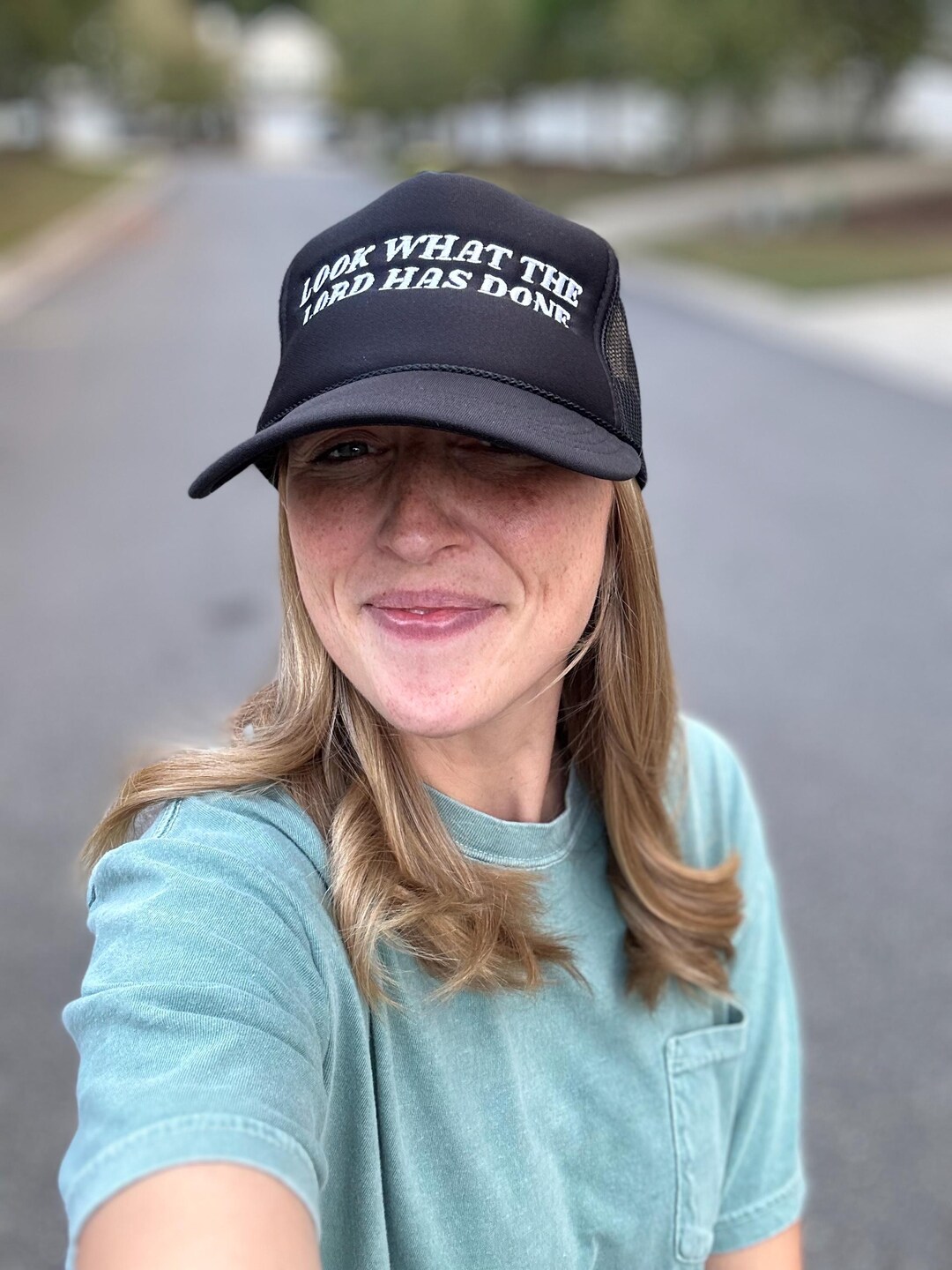 Look What the Lord Has Done Foam Trucker Hat, Puff Embroidered ...