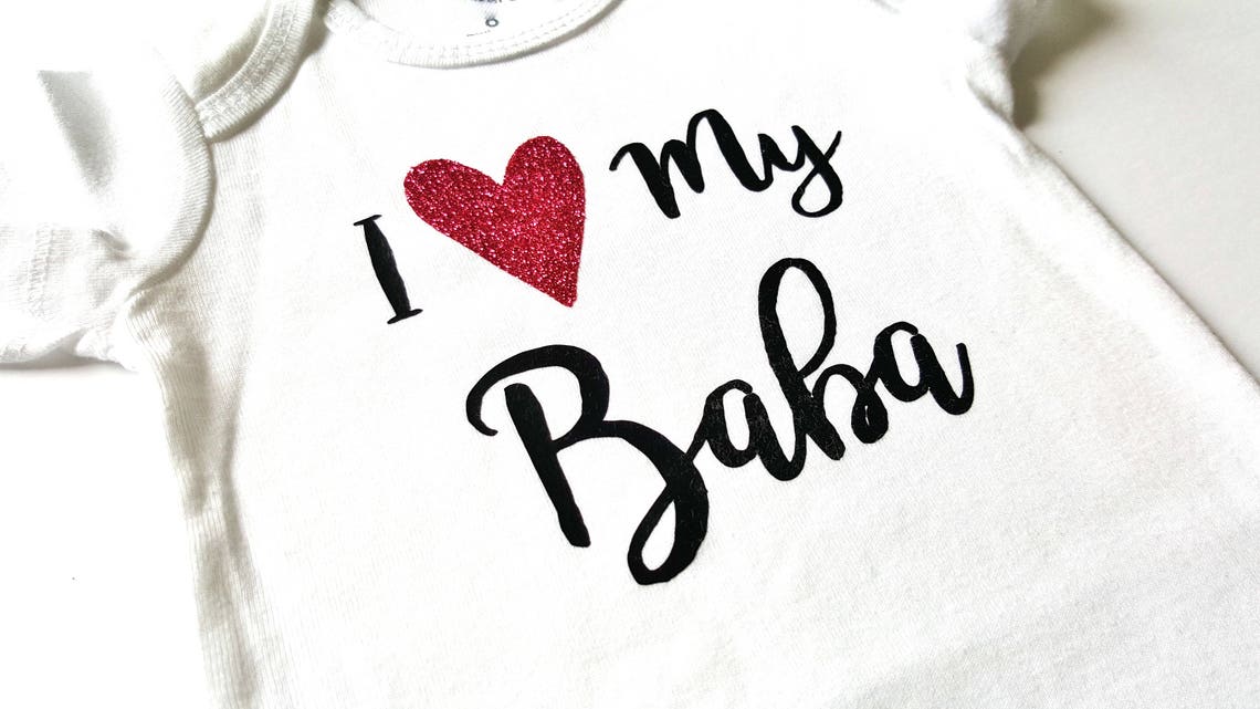 I Love My Baba Shirt, Baby Bodysuit, Hearts, Glitter, Baby Boy Girl ...