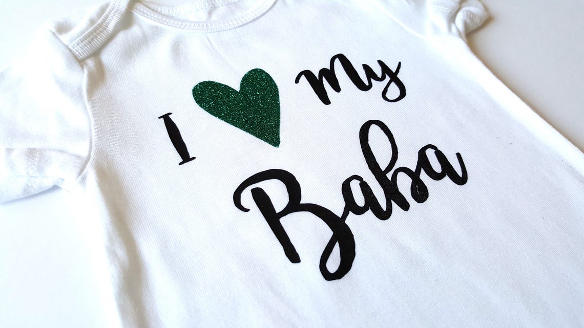 I Love My Baba Shirt Baby Bodysuit Hearts Glitter Baby Boy | Etsy