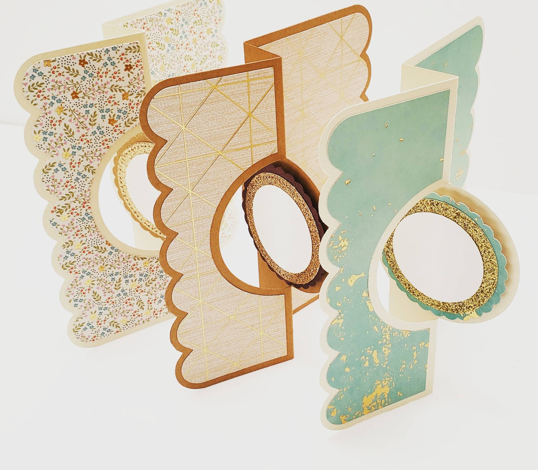 Set of 3 blank cards flip-it handmade greeting card glitter | Etsy