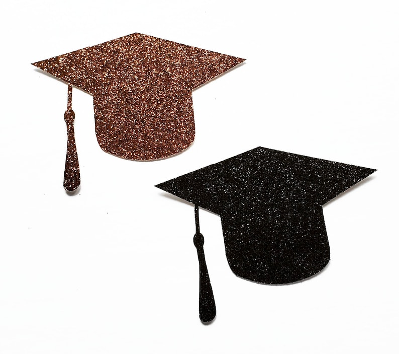 5 Graduation Cap Cut Outs Glitter cutouts glitter paper die | Etsy