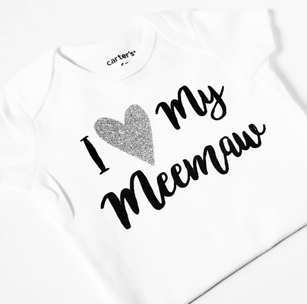 I Love My Meemaw Bodysuit, Baby Shirt, Hearts, Gold Glitter, Baby Girl ...