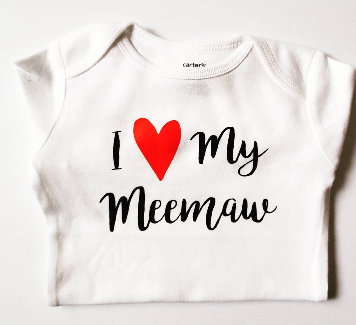 I Love My Meemaw Bodysuit, Baby Shirt, Hearts, Gold Glitter, Baby Girl ...