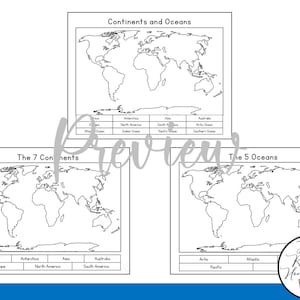 Continents and Oceans Color and Label Blank World Map Elementary ...