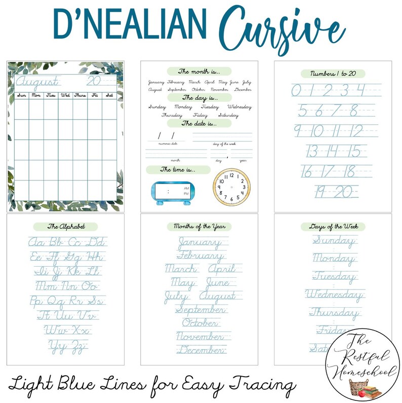 CURSIVE Morning Menu Pages | Homeschool Morning Basket | Calendar Pages ...