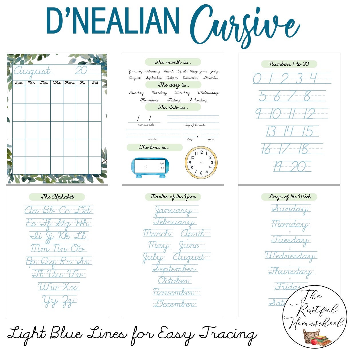 CURSIVE Morning Menu Pages | Homeschool Morning Basket | Calendar Pages ...