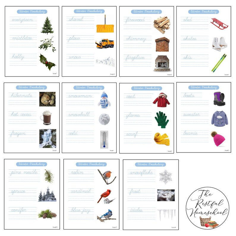 CURSIVE WINTER Morning Menu Pages | Homeschool Morning Basket ...