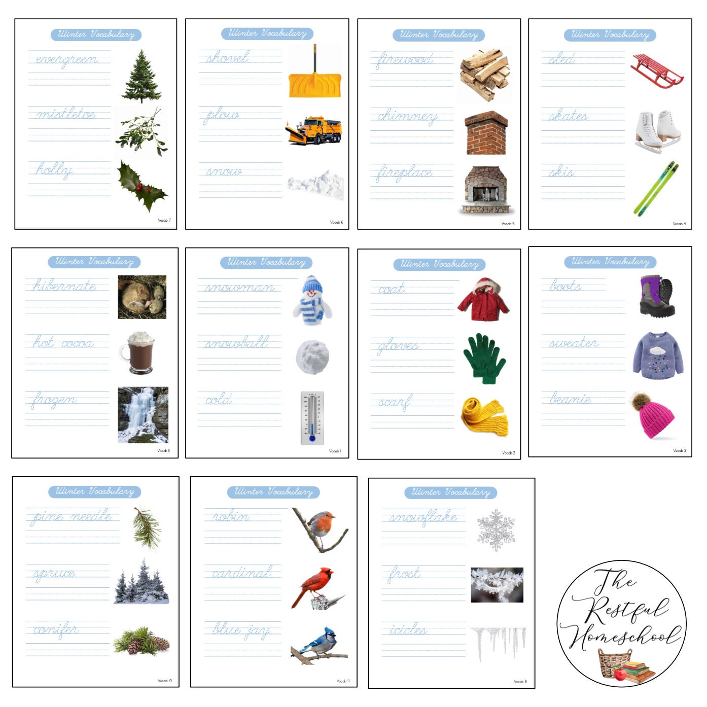 CURSIVE WINTER Morning Menu Pages | Homeschool Morning Basket ...
