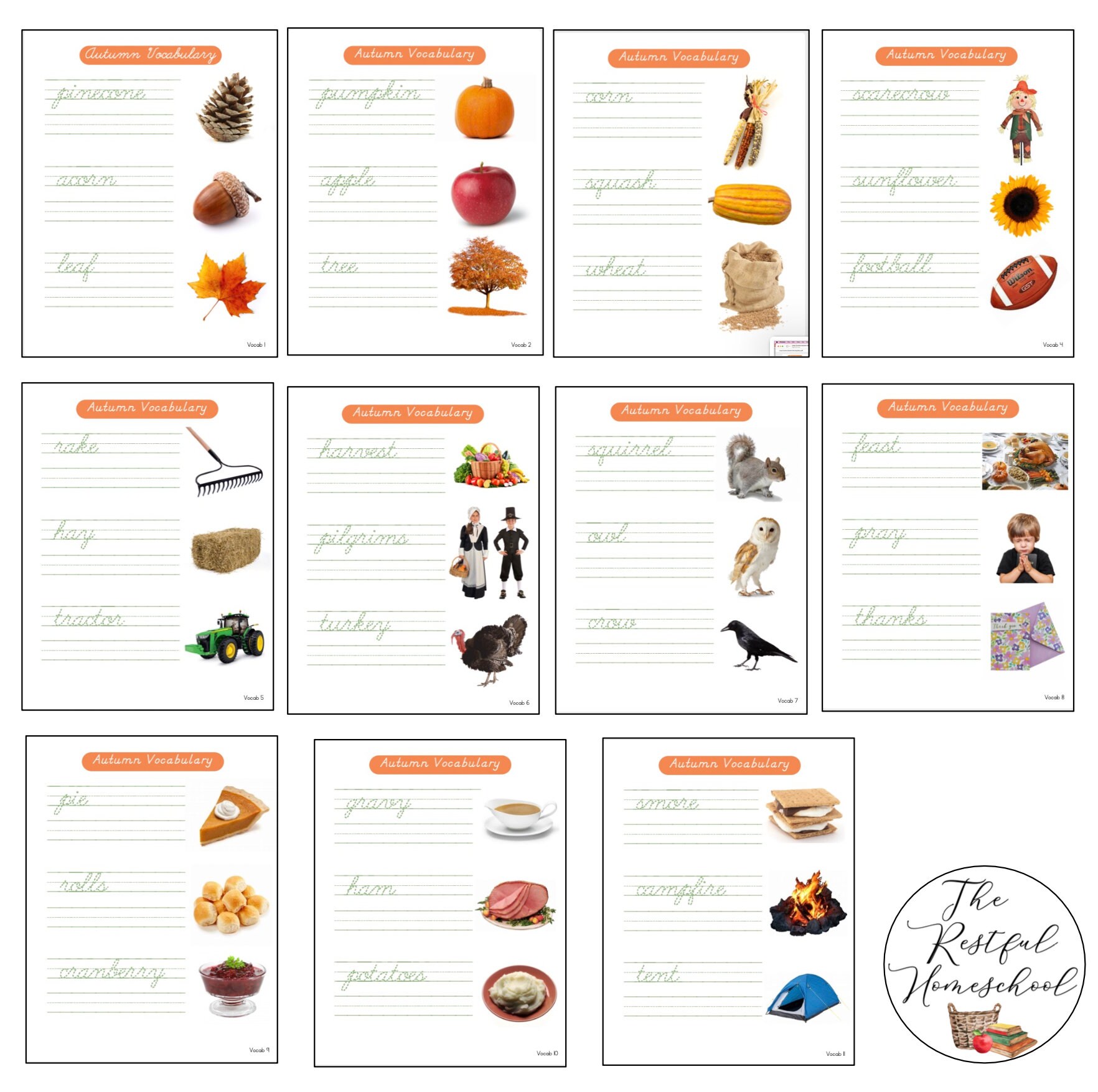 CURSIVE AUTUMN Morning Menu Pages Homeschool Morning Basket Calendar ...