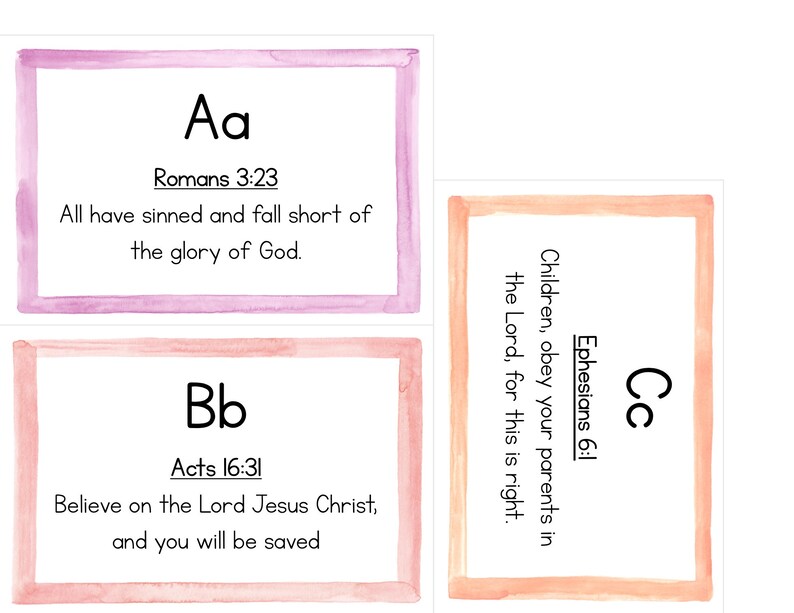 NKJV ABC Scripture Cards & Posters Alphabet Bible Verse Cards Sunday ...