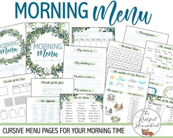 CURSIVE AUTUMN Morning Menu Pages Homeschool Morning Basket Calendar ...