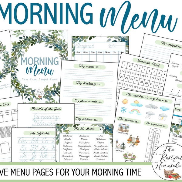 Printable Homeschool Morning Menu - Etsy