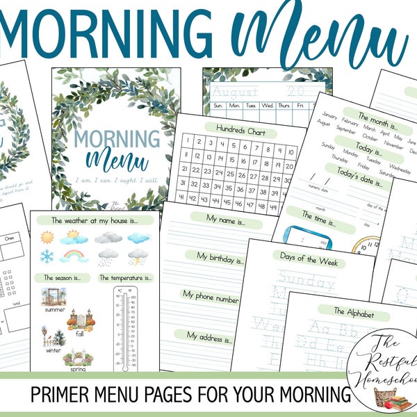 Kindergarten Morning Menu - Etsy