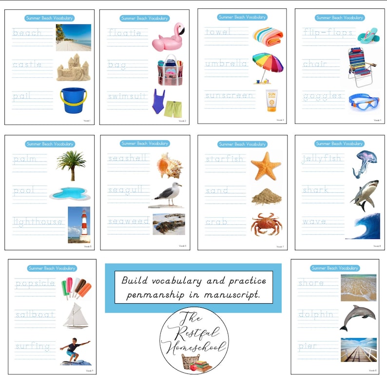 PRIMER SUMMER Beach Morning Menu Pages | Homeschool Morning Time Basket ...