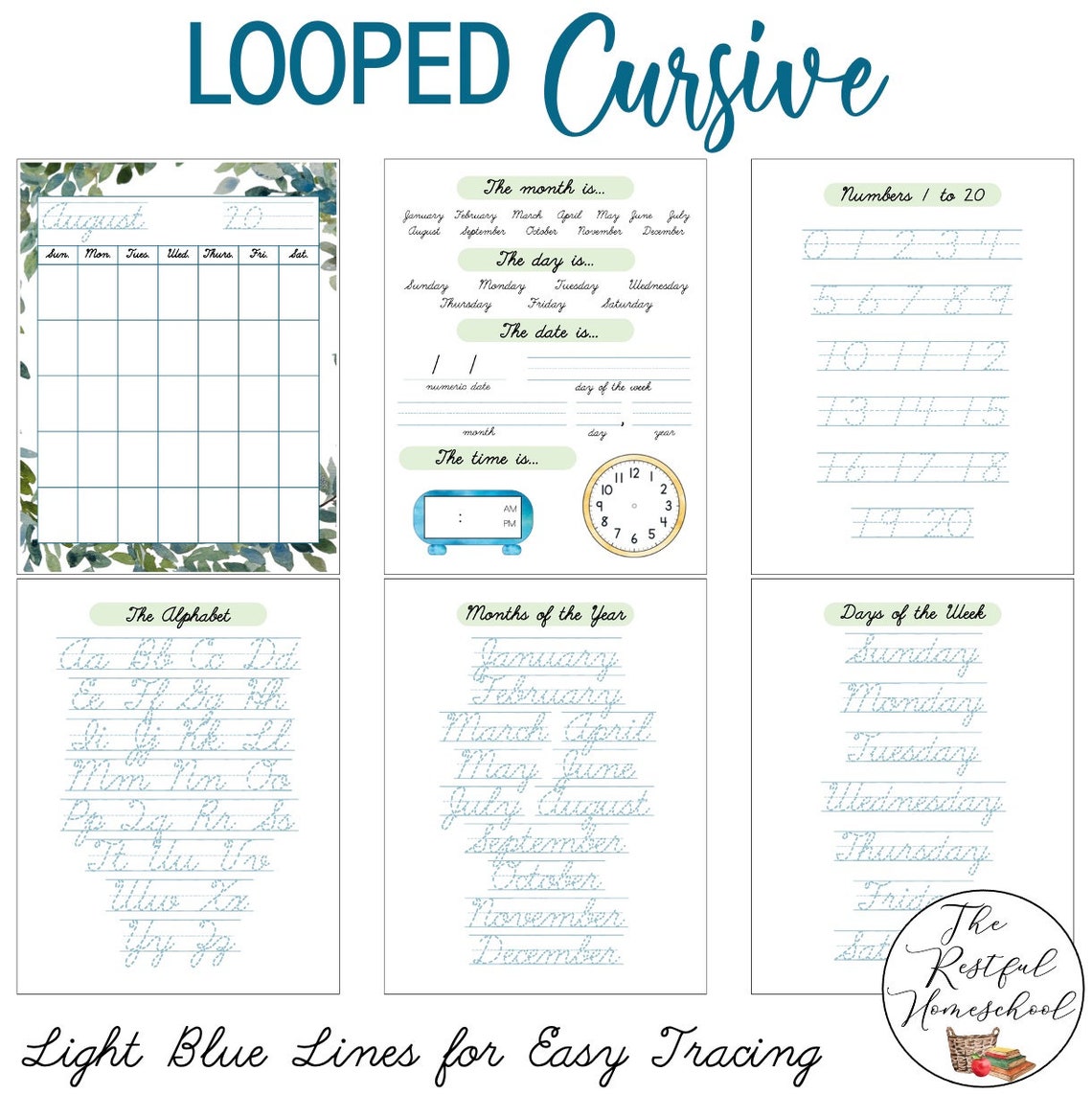 CURSIVE Morning Menu Pages | Homeschool Morning Basket | Calendar Pages ...