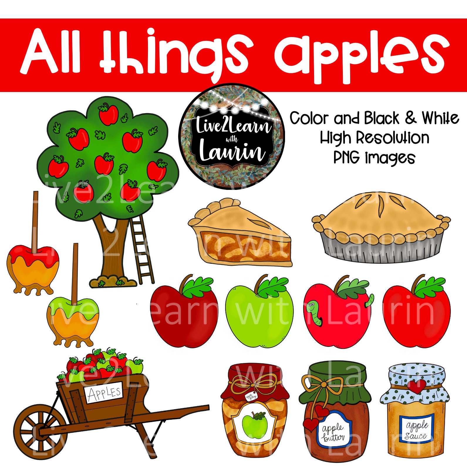 All Things Apples (apple Clip Art Set) - Etsy
