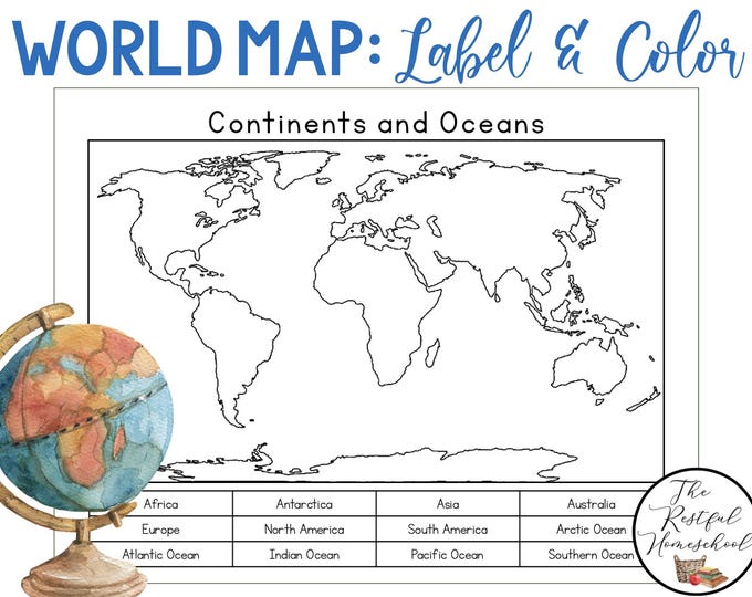 Continents & Oceans Project - Etsy