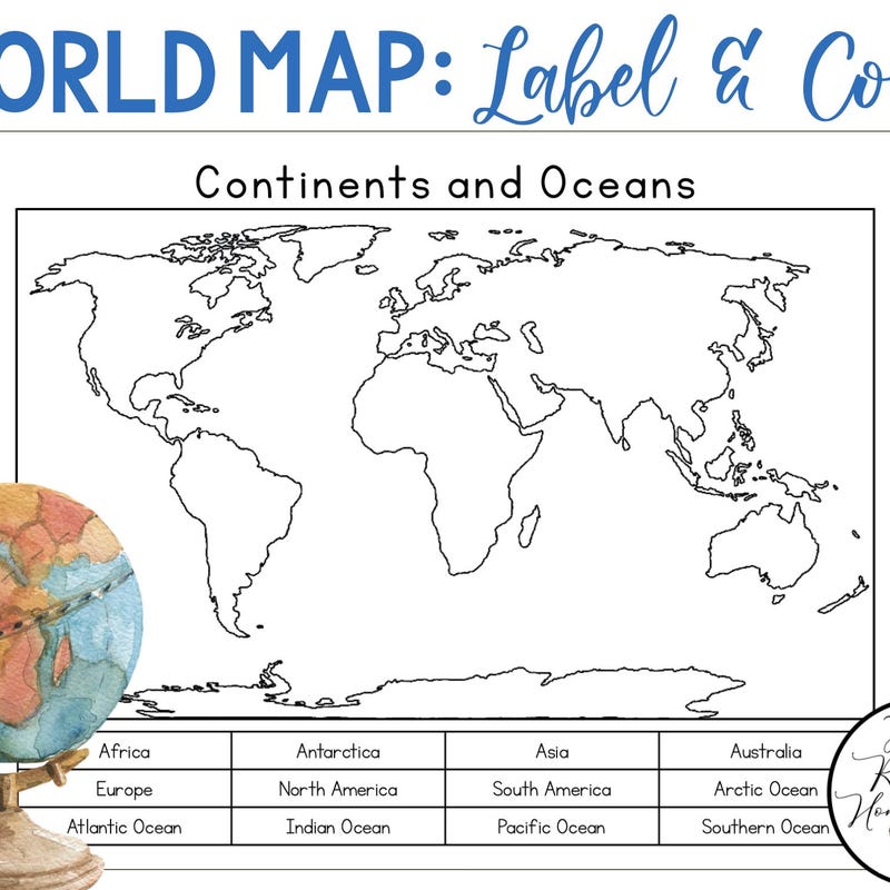 Printable World Map - Etsy