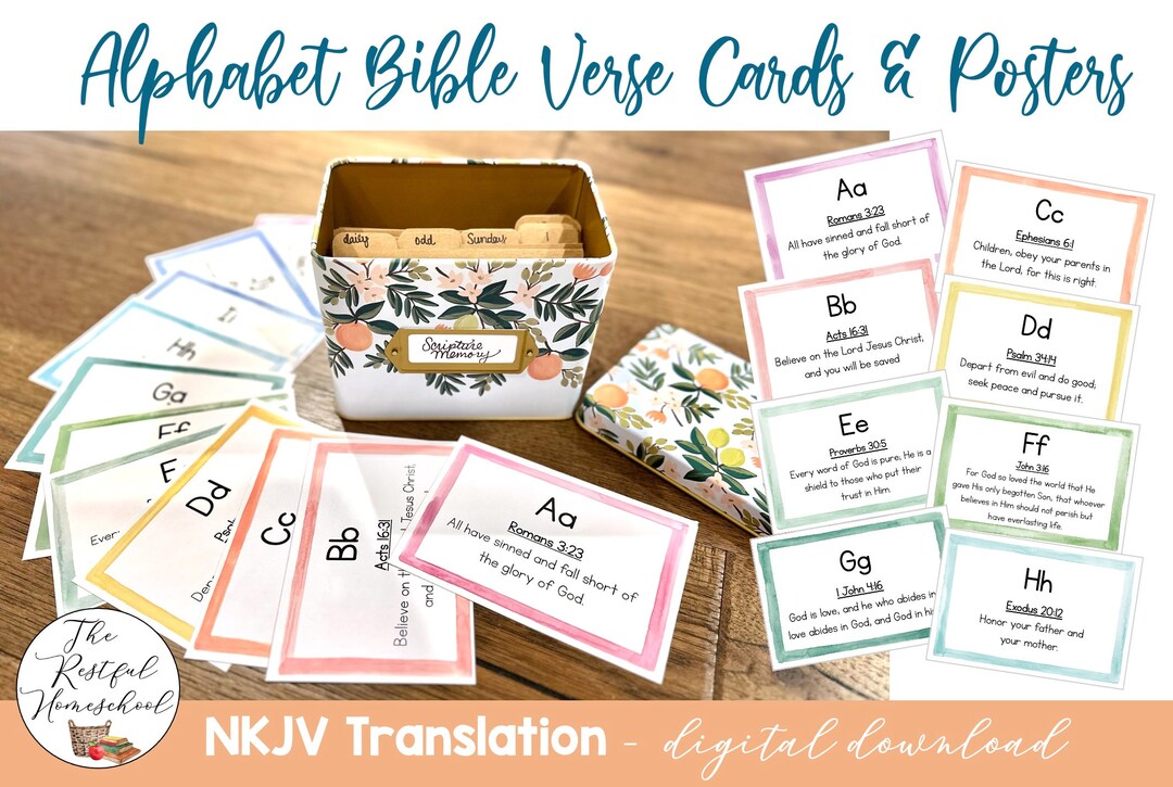 NKJV ABC Scripture Cards & Posters | Alphabet Bible Verse Cards ...