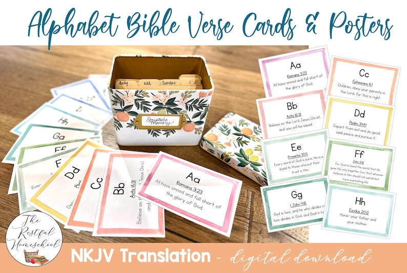 NKJV ABC Scripture Cards & Posters | Homeschool Printable (digital ...