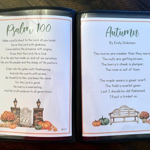 PRIMER AUTUMN Morning Menu Pages | Homeschool Morning Basket | Calendar ...