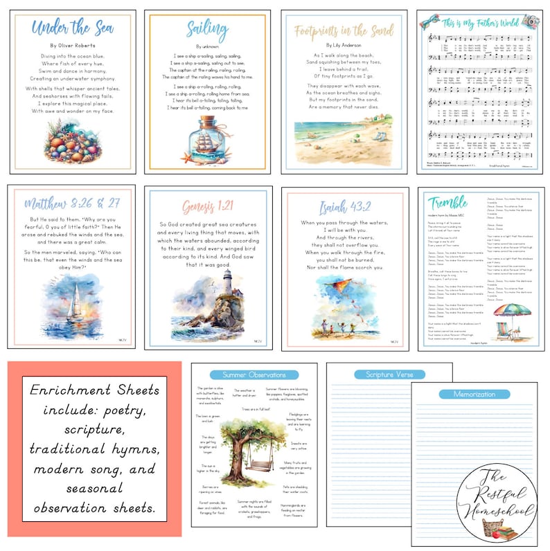 PRIMER SUMMER Beach Morning Menu Pages | Homeschool Morning Time Basket ...
