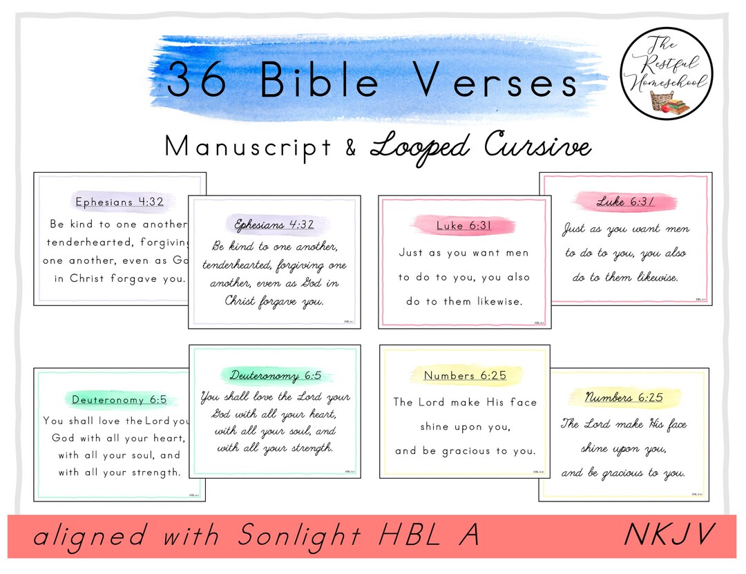 36 Bible Verse Charts Aligned With Sonlight HBL A - Memory Statement ...