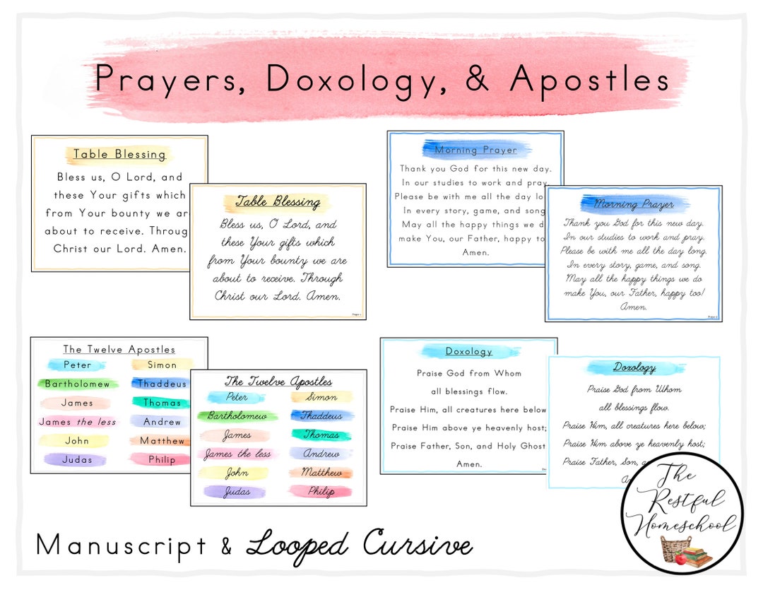 Table Blessing - Morning Prayer - Doxology - Twelve Apostles -memory ...