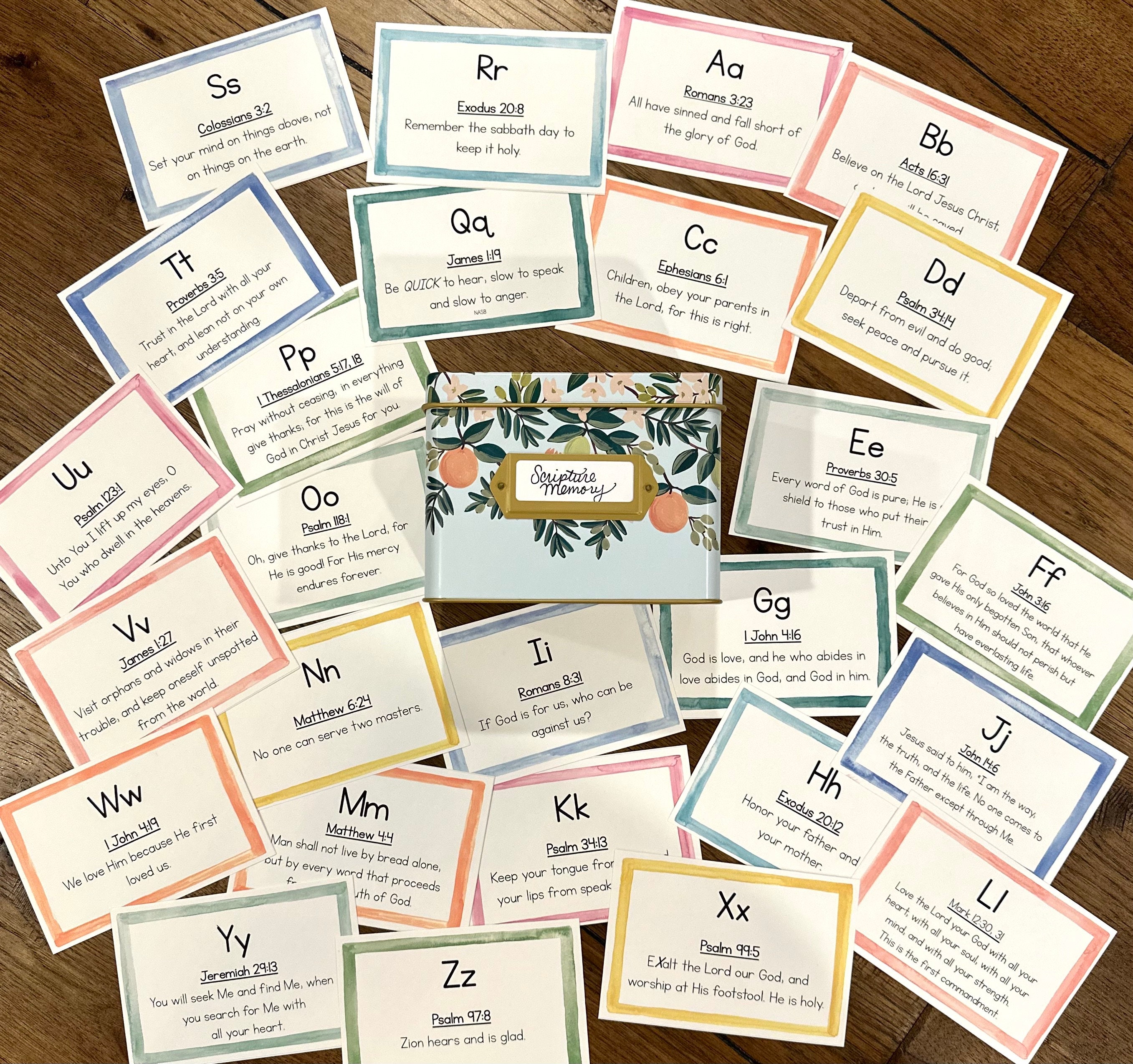 NKJV ABC Scripture Cards & Posters Alphabet Bible Verse Cards Sunday ...