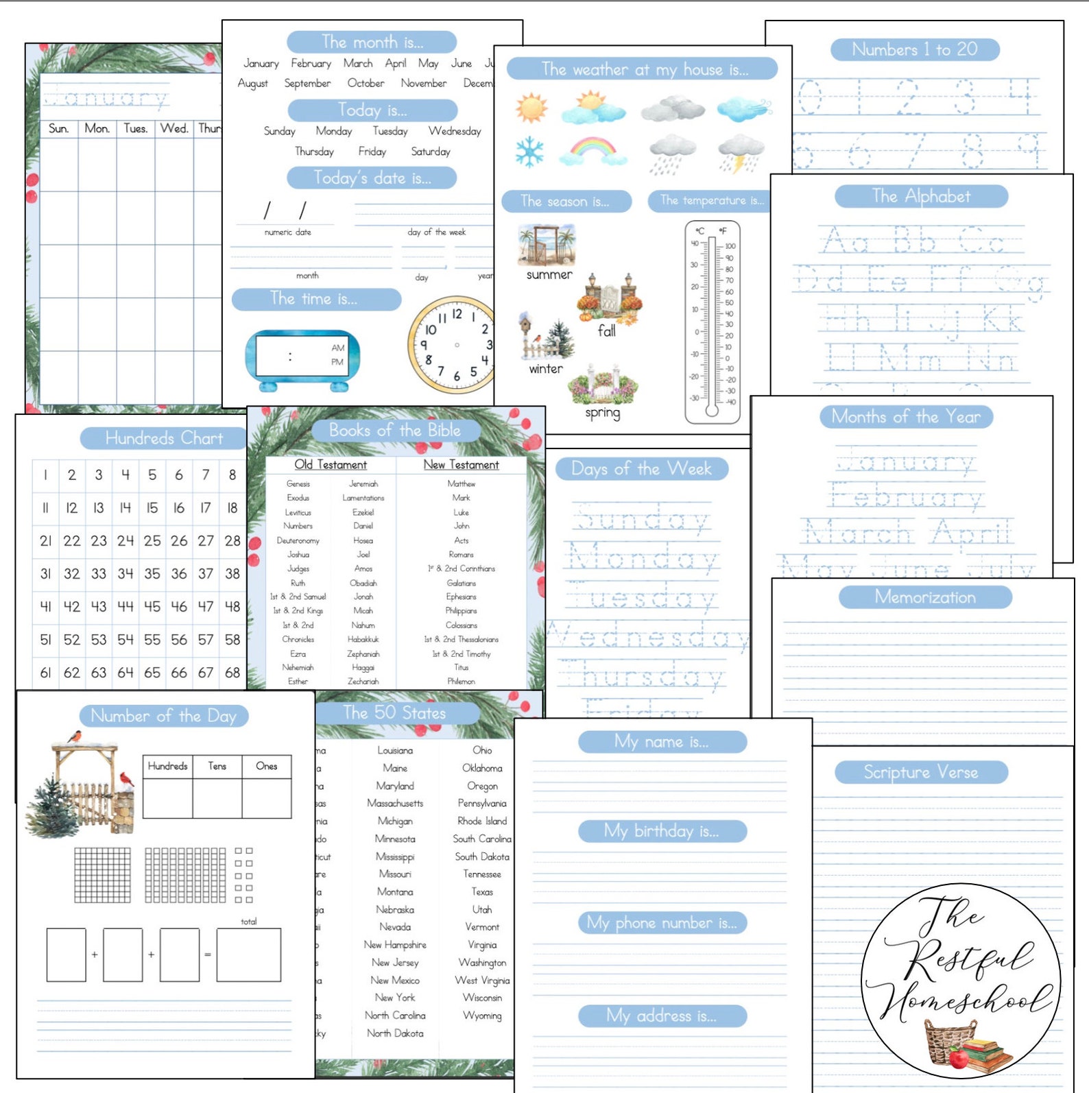 PRIMER WINTER Morning Menu Pages Homeschool Morning Basket Calendar ...