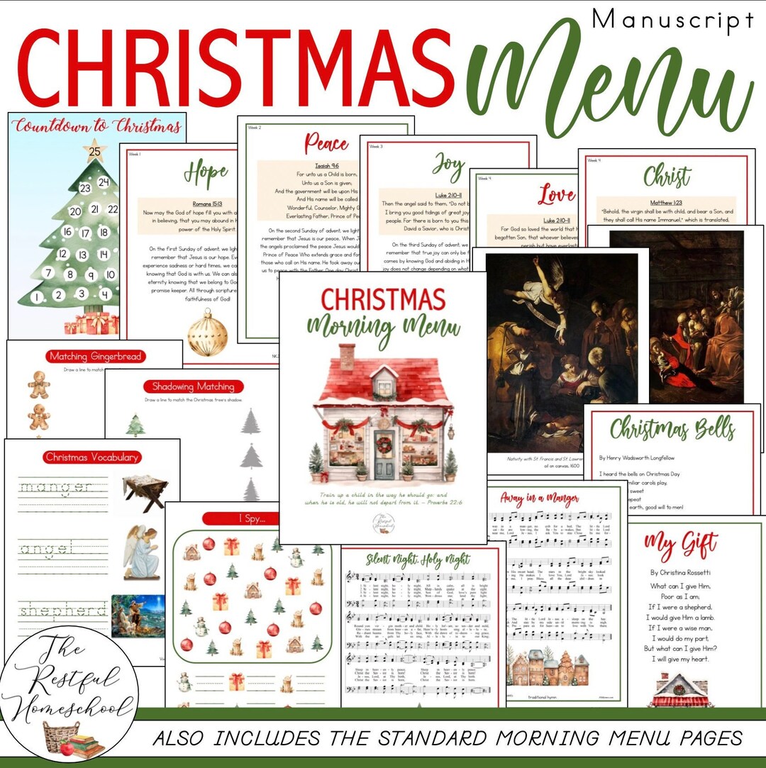 PRIMER CHRISTMAS ADVENT Morning Menu Pages | Candle Lighting Readings ...