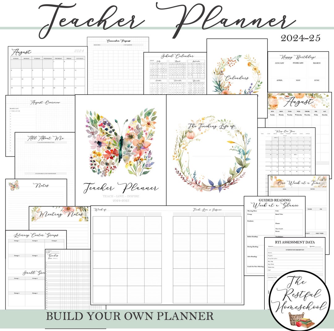 Floral Butterfly Teacher Planner Binder 2024-2025 Year - Etsy